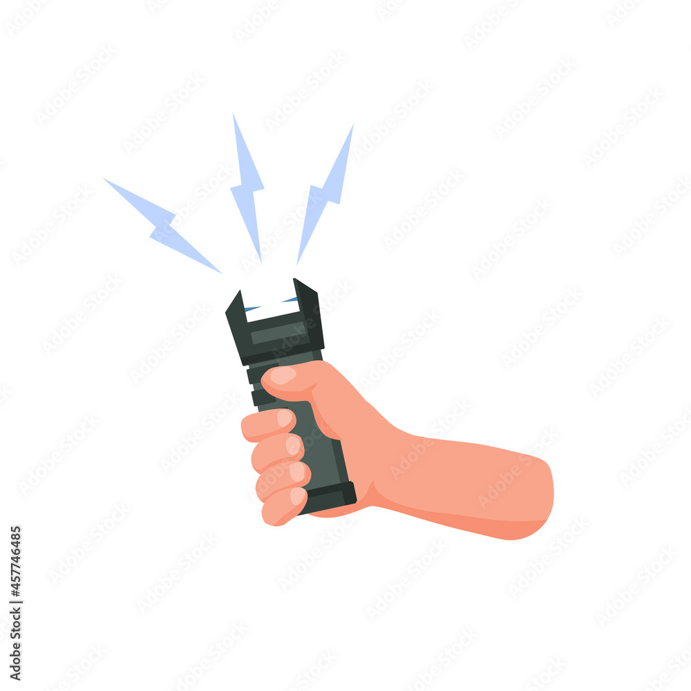 Hand hold electric shocker. Self-defense and a stun gun. A taser with ...