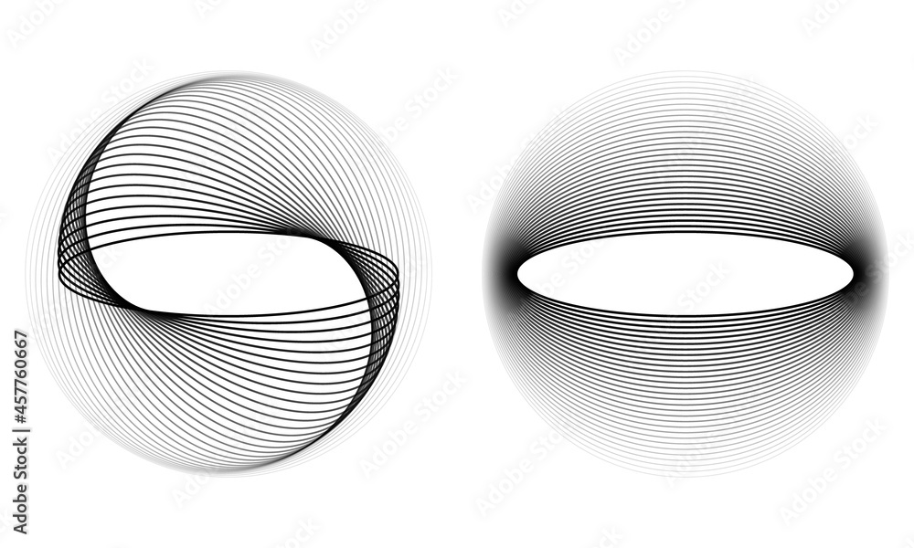Circle with distorted lines. Waves and circular logo or icon. Abstract ...