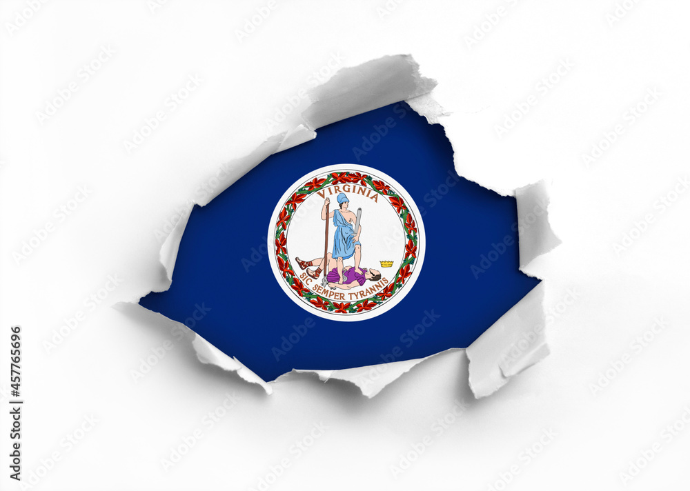 Flag of Virginia underneath the ripped paper – realistic 3d rendering ...