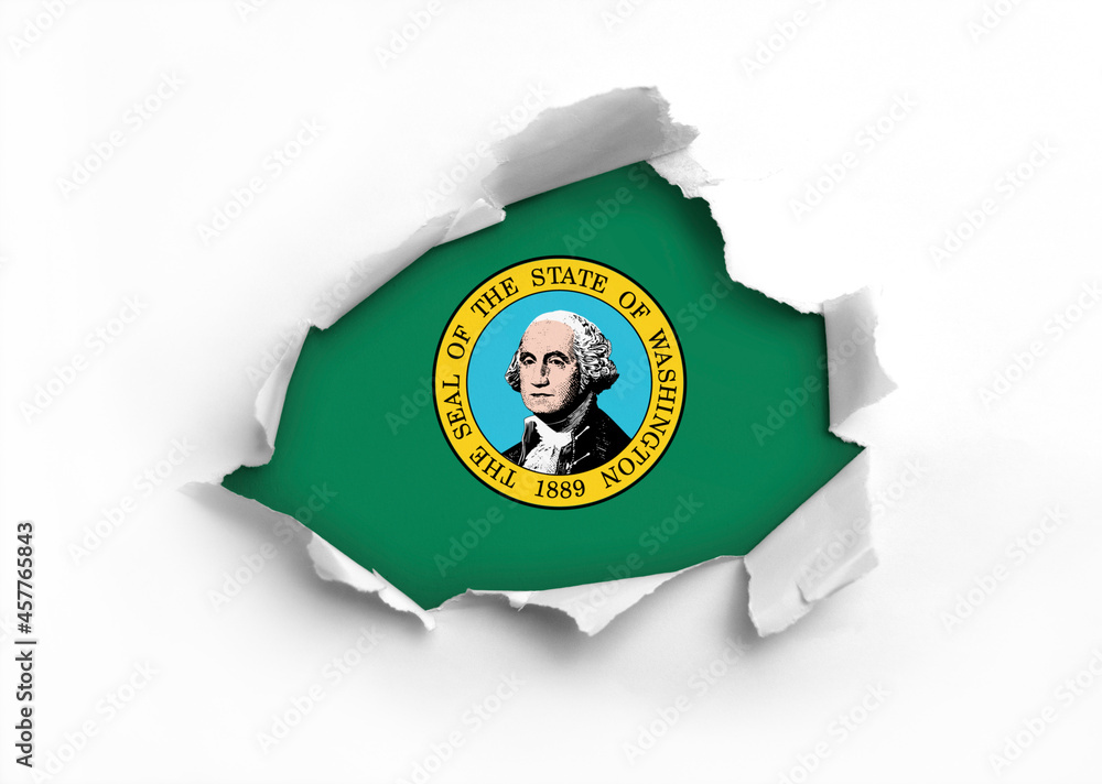 Flag of Washington underneath the ripped paper – realistic 3d rendering ...