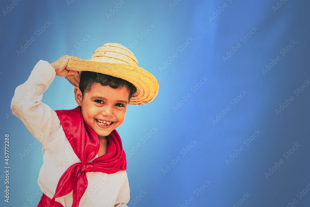 Hispanic boy smiling wearing traditional costume of latin america ...