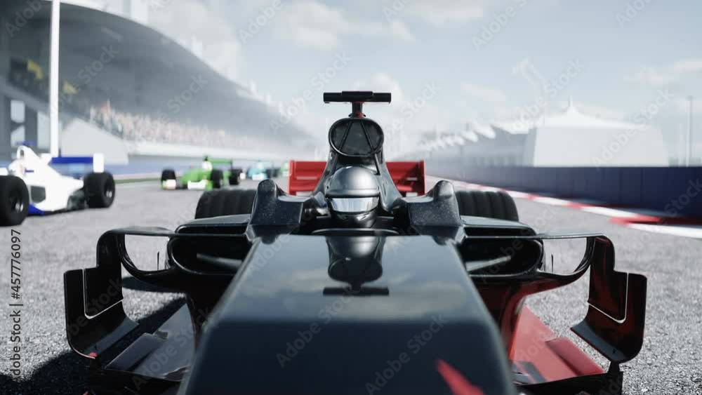 Race car and racer. Start. Success concept. Realistic 4K animation ...