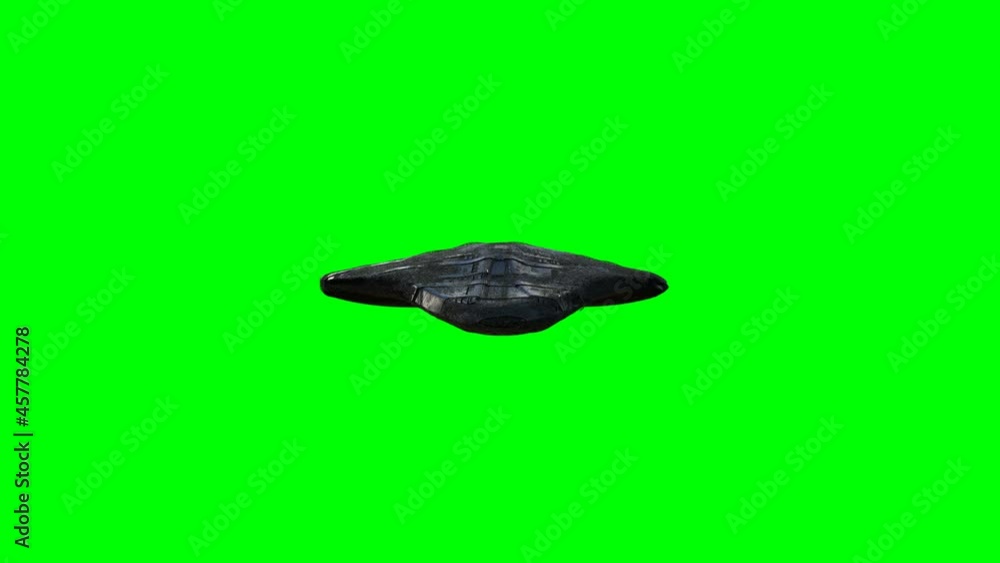 Futuristic alien sci fi ship isolate on green screen. Realistic 4k ...