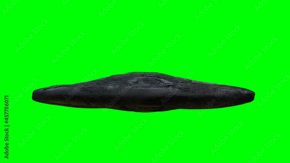 Futuristic alien sci fi ship isolate on green screen. Realistic 4k ...