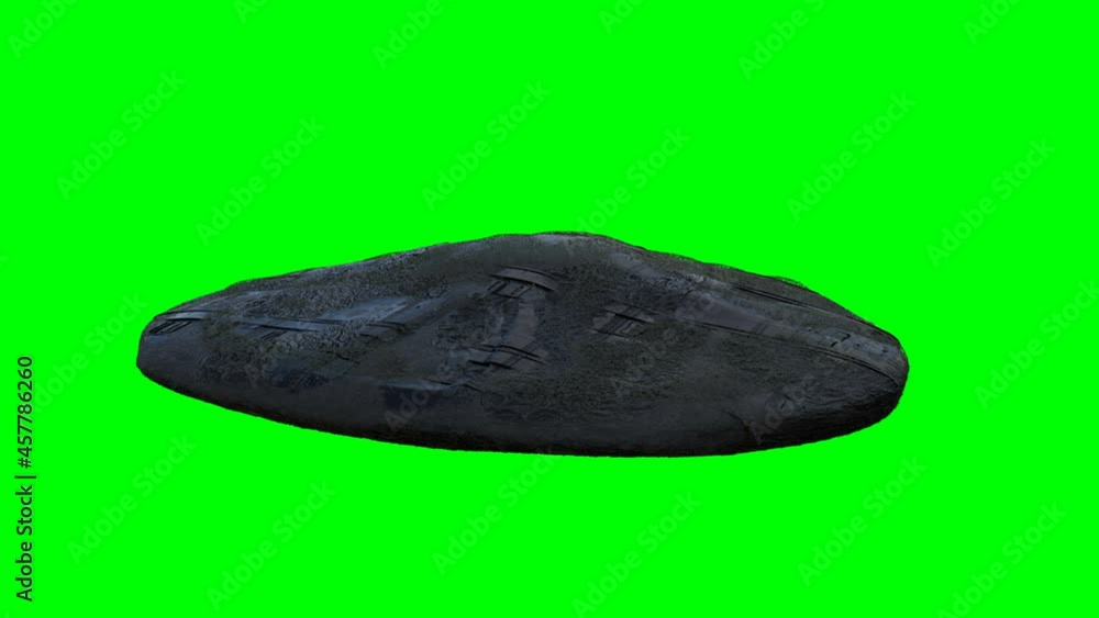 Futuristic alien sci fi ship isolate on green screen. Realistic 4k ...