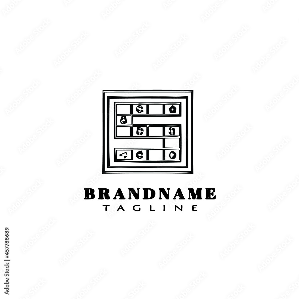 board game logo cartoon icon design template black isolated vector ...
