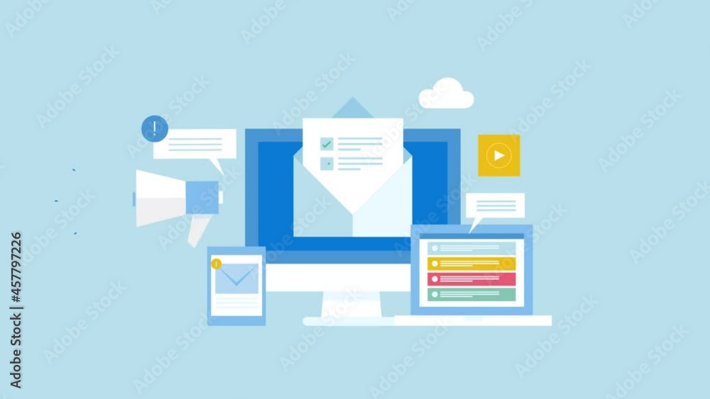 Opening email on computer, incoming email on laptop screen, new email ...