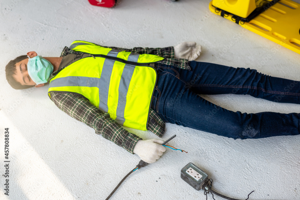Construction workers carelessly connect wires causing unconscious ...
