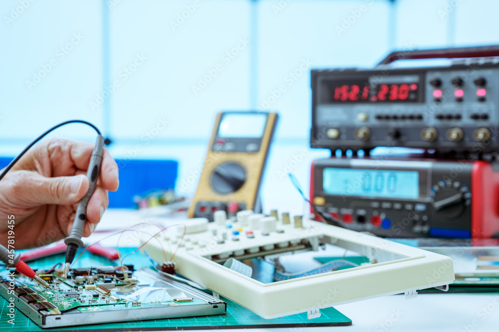 Repair of computer parts in a customer service laboratory Stock Photo ...