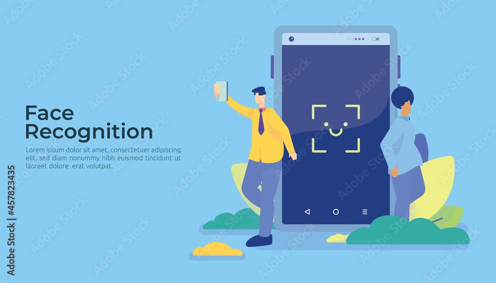Face recognition data security design concept. cyber security ...