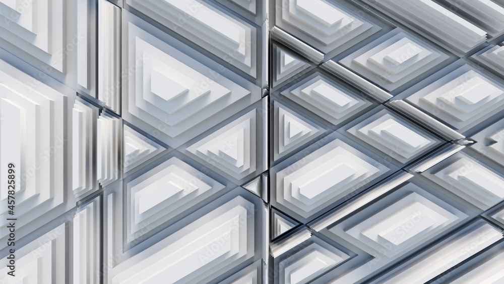 White, Tech Background with a Geometric 3D Structure. Clean, Stepped ...