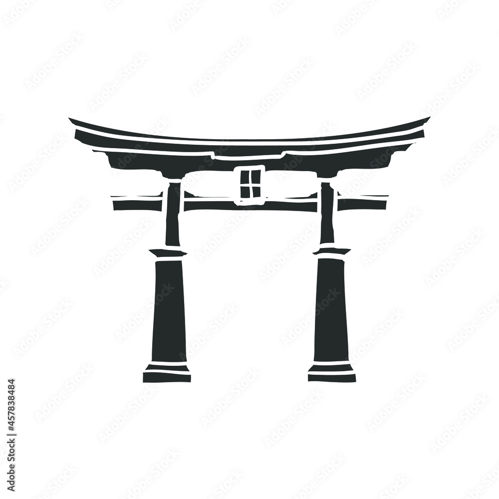 Japanese Arch Icon Silhouette Illustration. Japan Building Vector ...