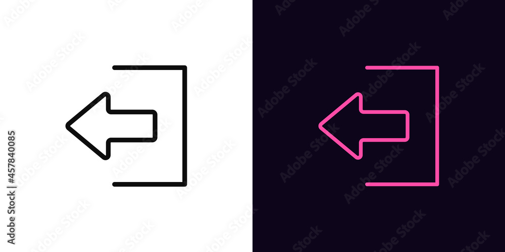 Outline logout icon, with editable stroke. Linear exit sign, user ...