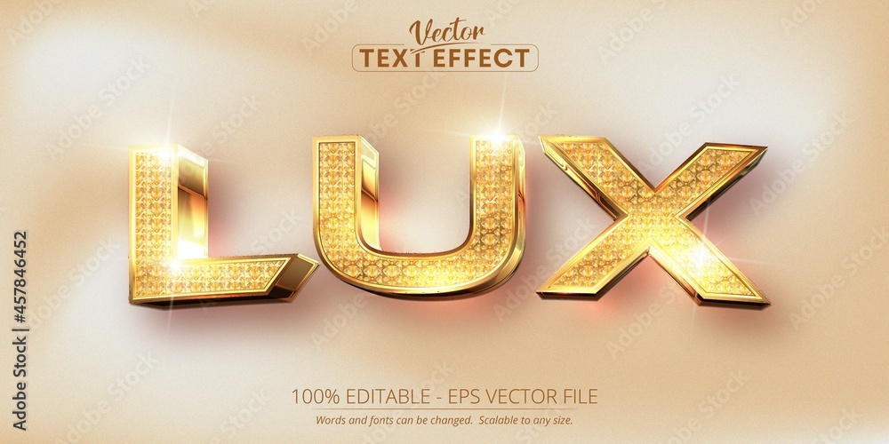 Lux text, shiny textured and shiny gold style editable text effect ...