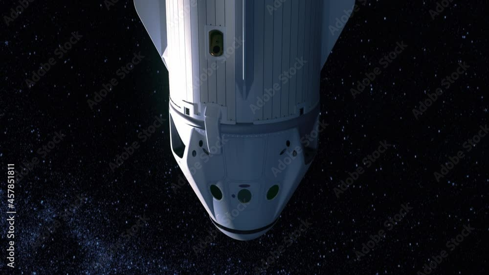 Privat Spaceship Flight To International Space Station. 3D Animation ...