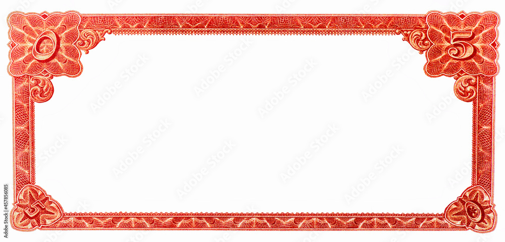Clear Palestine 5 Pounds banknote pattern, Five Pounds border with ...