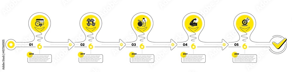 Gym Infographic timeline with 5 steps. Sport process diagram with ...