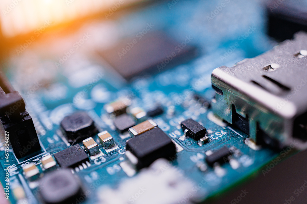 Selective focus chip computer macro photography. It technology ...