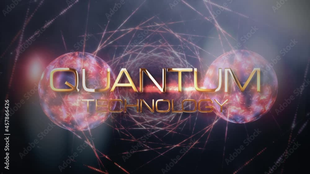 Quantum Technology cinematic title background with abstract digital Sci ...