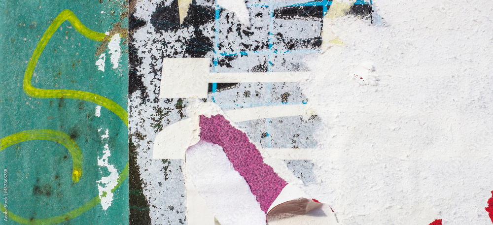 Old posters ripped torn creased crumpled paper grunge texture banner ...