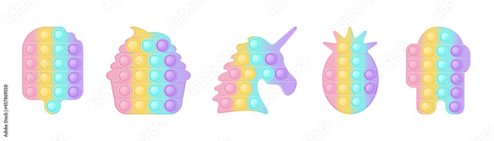 Set of 5 forms pop it a fashionable silicon toys for fidgets. Addictive ...