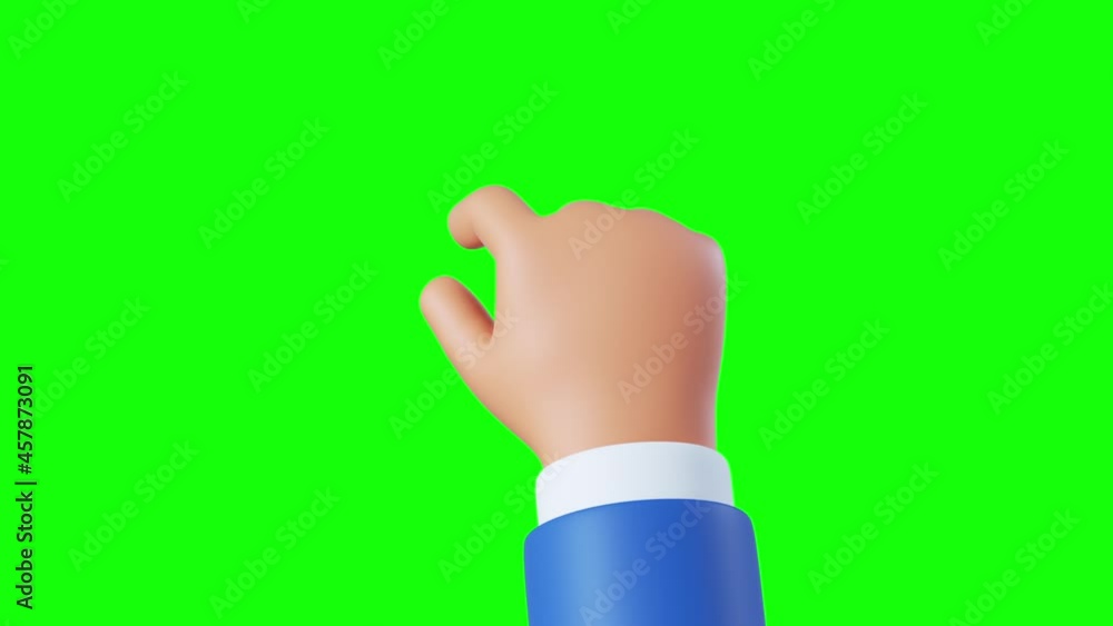 3d animation of a cartoon character hand isolated on green screen ...
