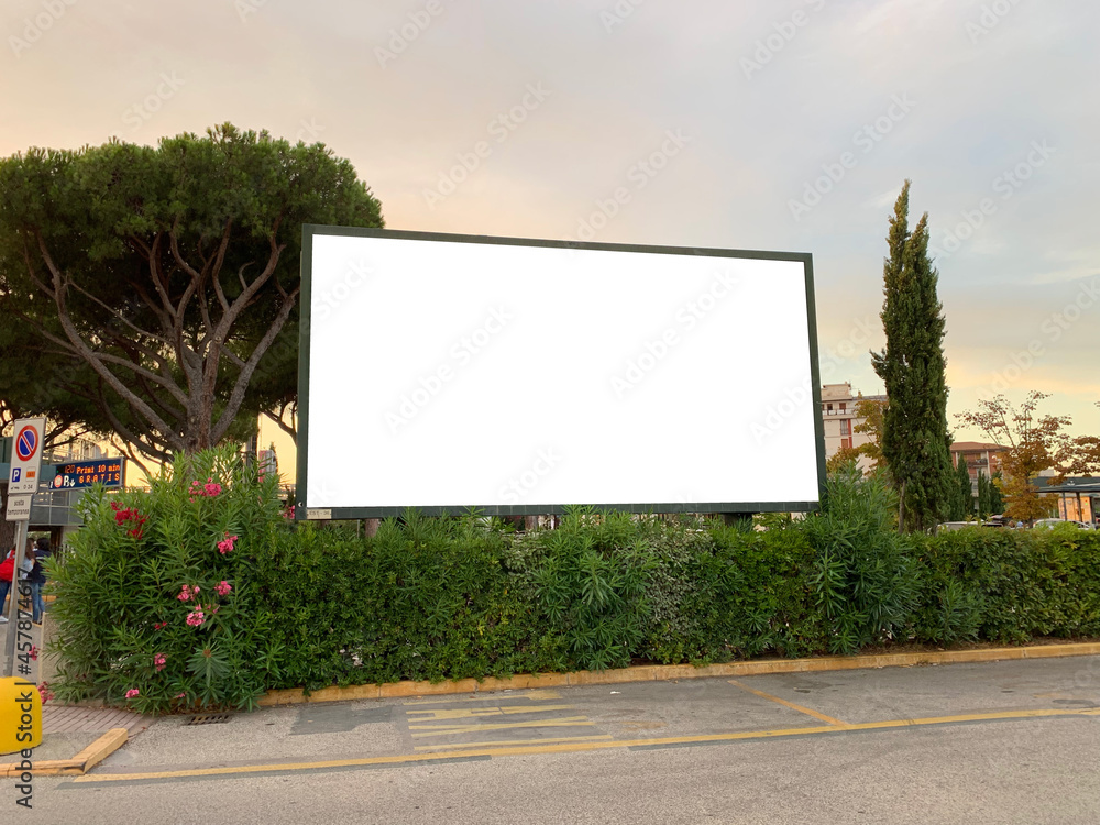 Billboard on the bushes withe space for mockup Stock Photo | Adobe Stock