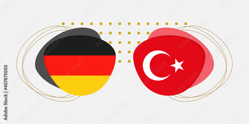 Germany and Turkey flags. German and Turkish national symbols with ...