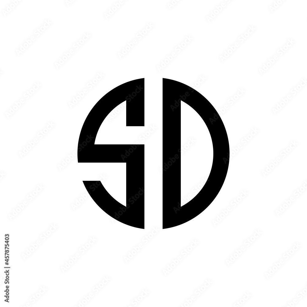 Initial letters SD circle shape monogram black simple logo Stock Vector ...