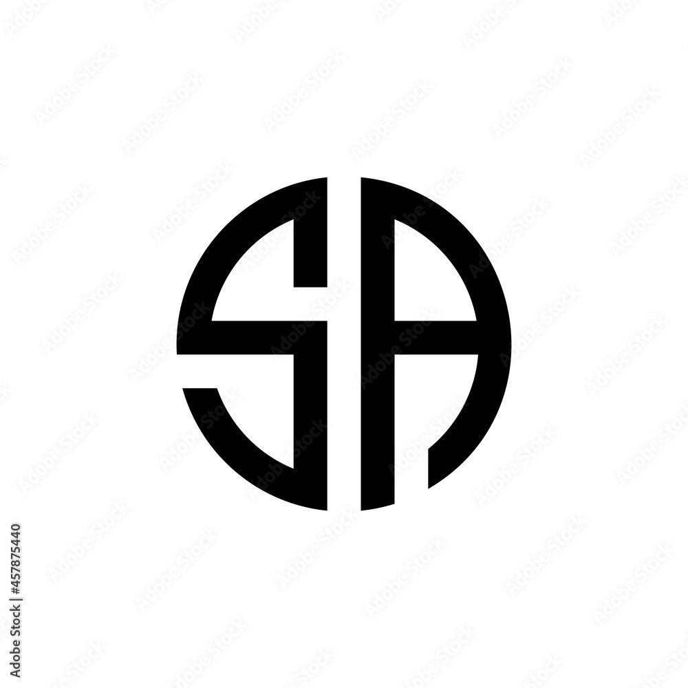 Initial letters SA circle shape monogram black simple logo Stock Vector ...