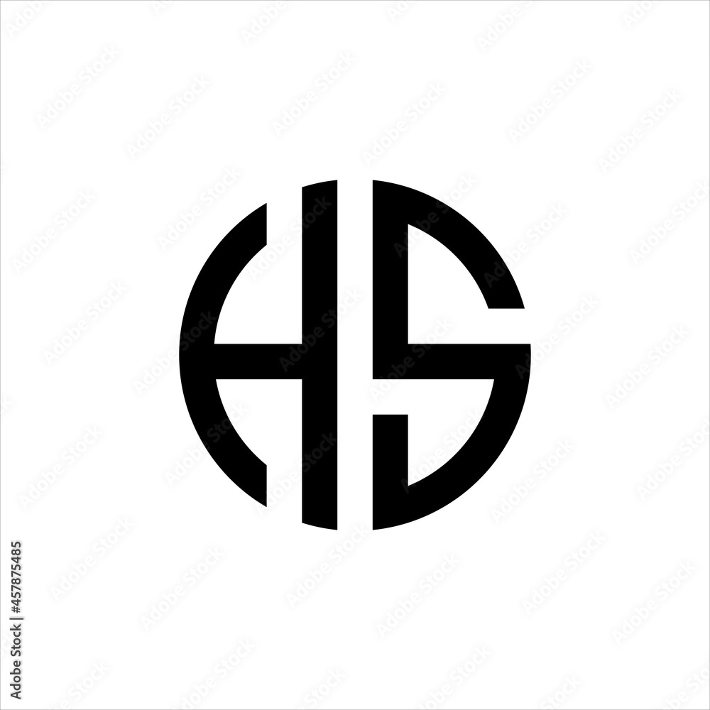 Initial letters HS circle shape monogram black simple logo Stock Vector ...