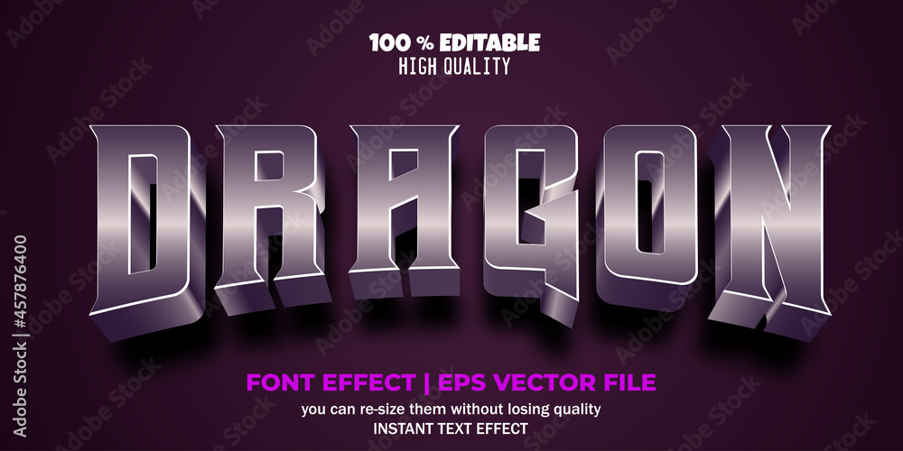 Editable text effect, dragon text style Stock Vector | Adobe Stock