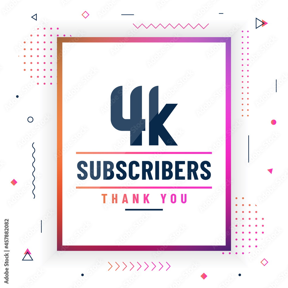 Thank you 4K subscribers, 4000 subscribers celebration modern colorful ...