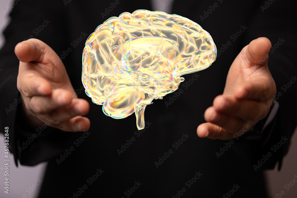 Human brain activity with plexus lines.. External cerebral connections ...