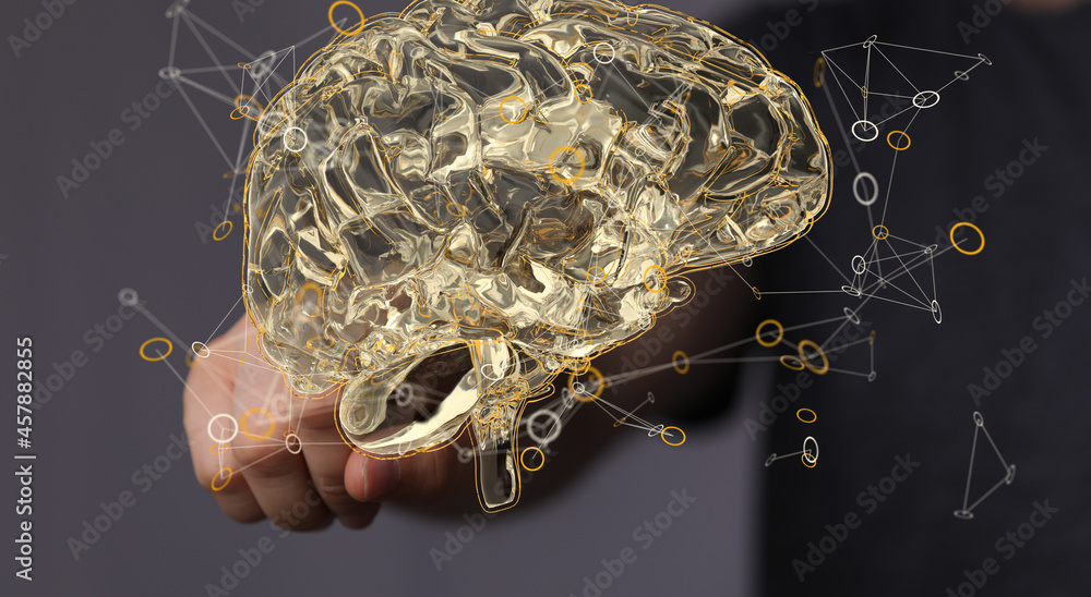Brain. Digital brain. 3D Science and Technology concept. Neural network ...