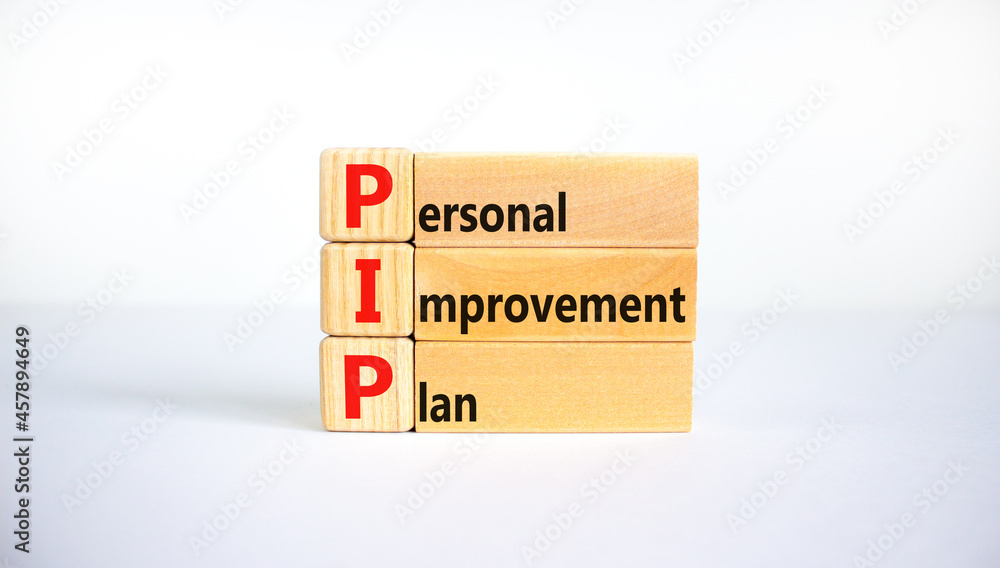 PIP, Personal improvement plan symbol. Words PIP, Personal improvement ...