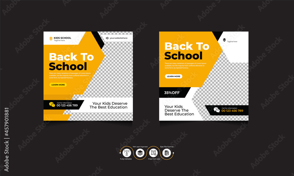 School education admission open online social media post editable ...