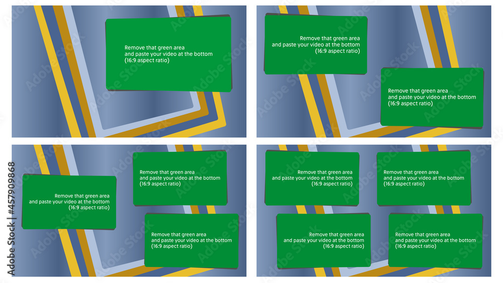 Editable set of 4 video overlay blanks. Removable green screen template ...