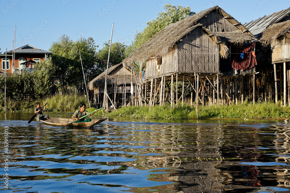Houses on stilts at Inle (Inlay) Lake, Myanmar (Burma) Stock Photo ...