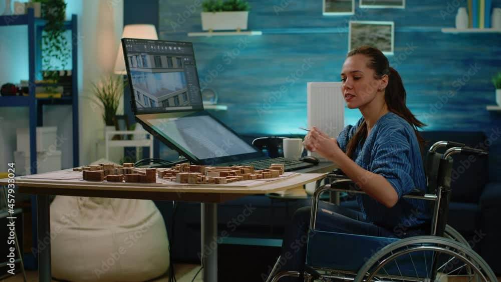 Vídeo do Stock: Engineer with disability using touch screen for ...