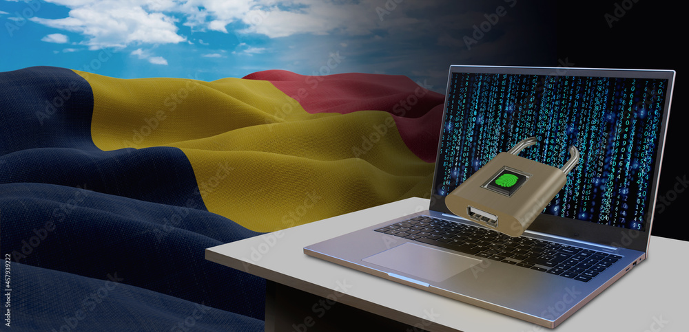 Waving national flag of the Chad. Concept for information technology ...