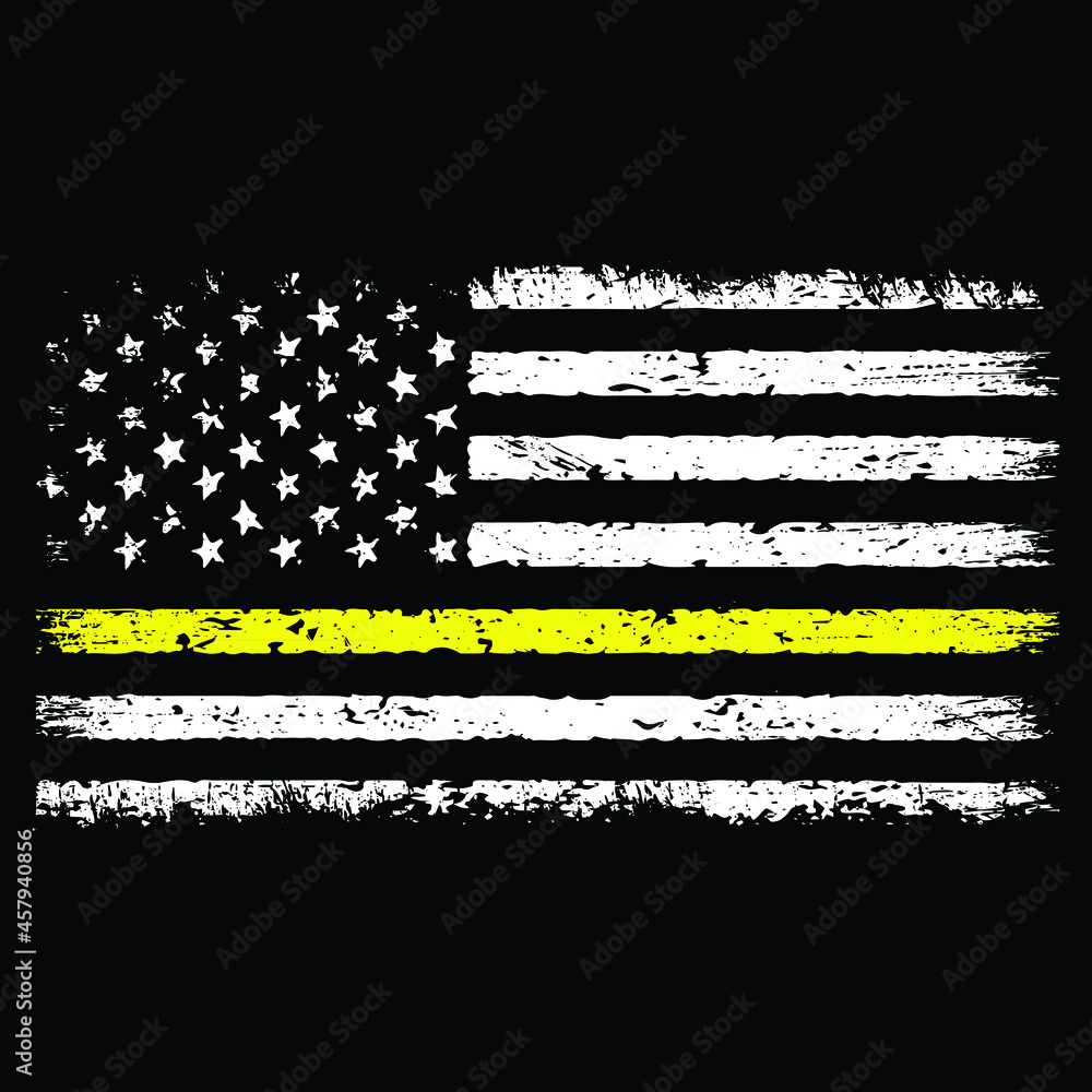 Distressed Thin Yellow Line American Flag T-Shirt Vector Design Stock ...