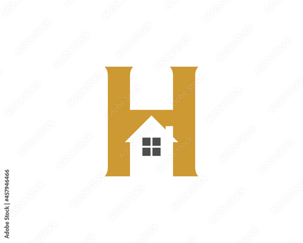H Letter with house silhouette in the middle Stock Vector | Adobe Stock
