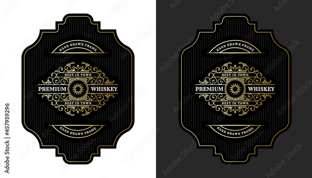 Whiskey Bourbon Vintage luxury antique border frame western engraving ...