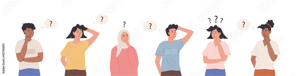 Group of diverse thinking characters. Collection of portraits of ...