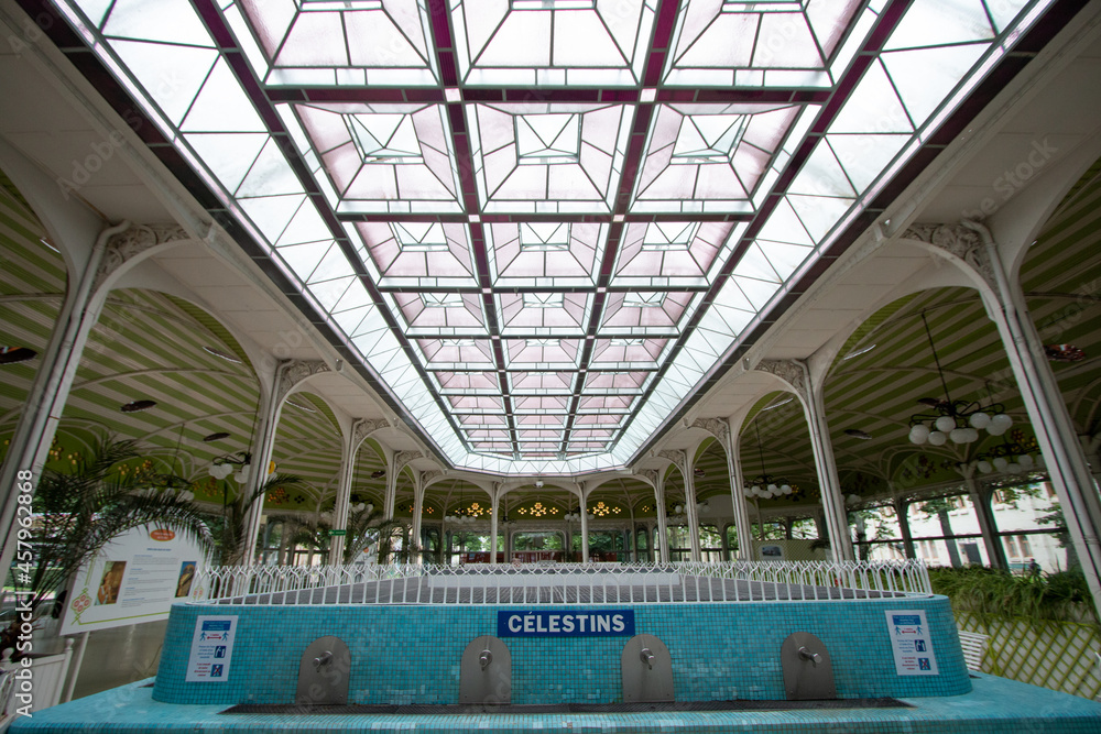 VICHY, FRANCE - Beautiful interior view of the old thermal pump-room ...