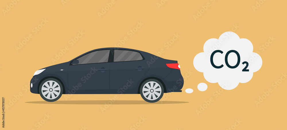 Car exhaust. Co2 smoke cloud from car. Icon of carbon emission from ...