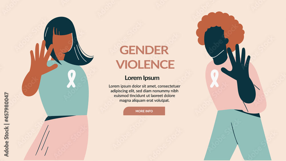 Gender violence concept Woman show stop gesture protest against racial ...