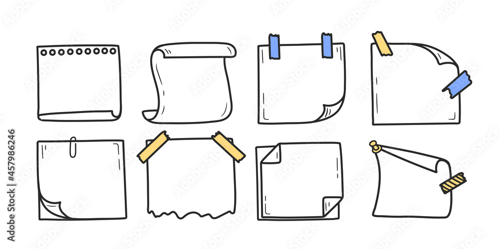 Set of hand drawn doodle notepad for messages, notes. doodle style ...