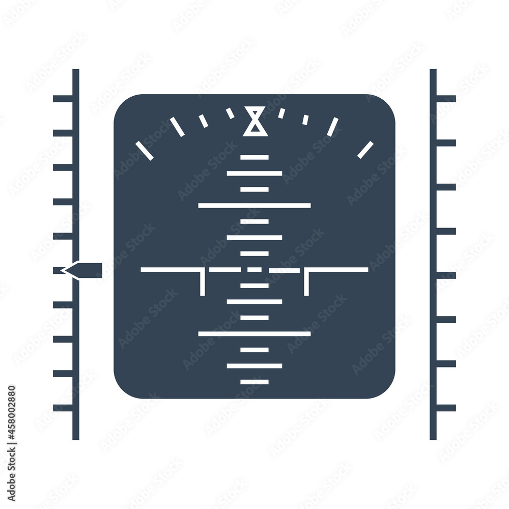 Vector black icon airplane navigation equipment, display, altimeter ...